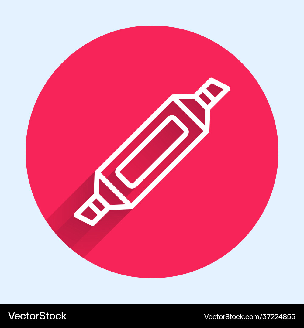 White line marker pen icon isolated with long Vector Image