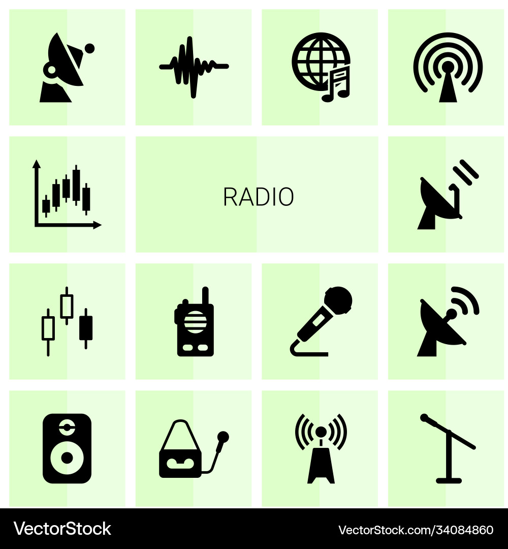 14 radio icons Royalty Free Vector Image - VectorStock