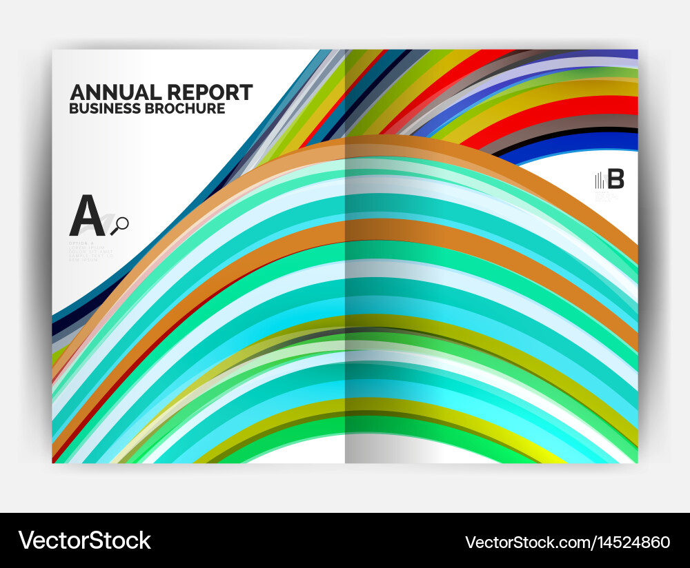 Business report cover template wave Royalty Free Vector