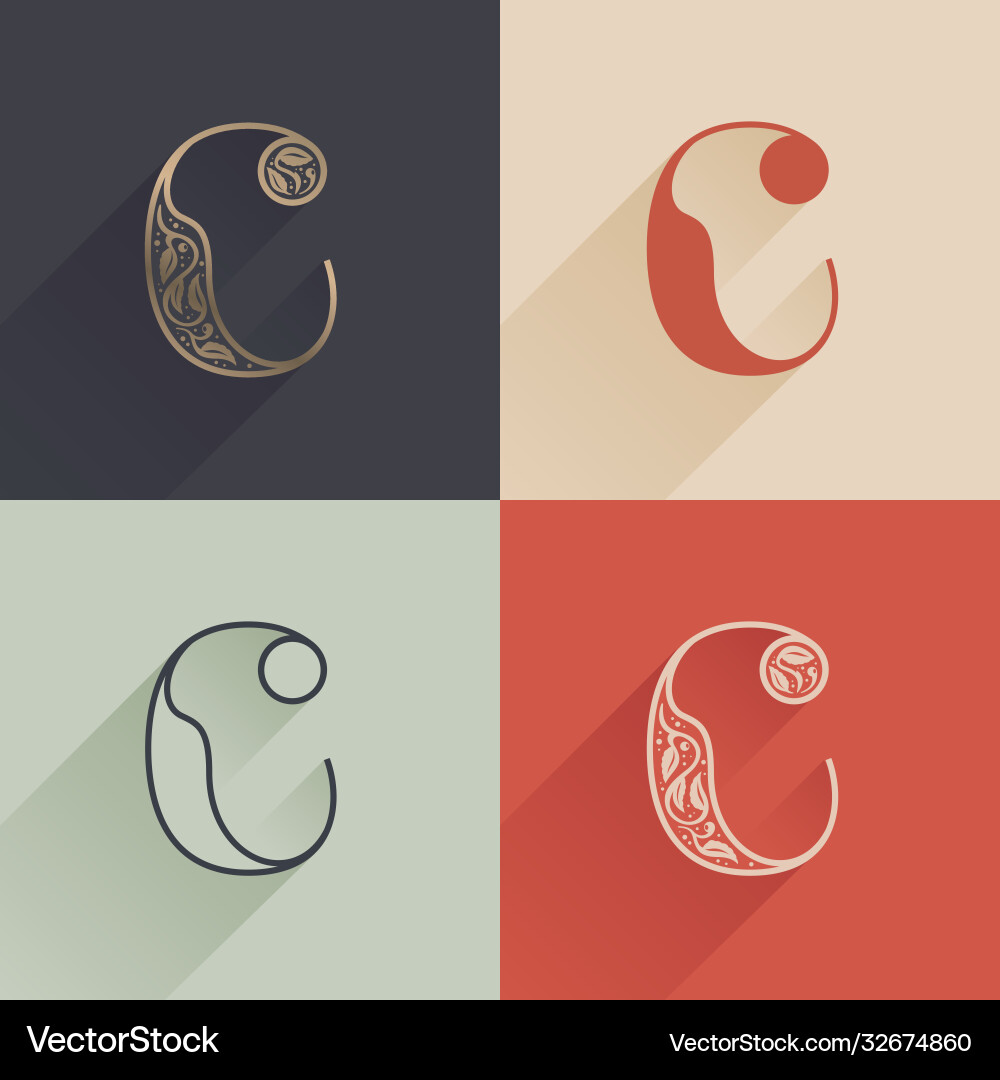 Classic c letter logo with premium decoration Vector Image