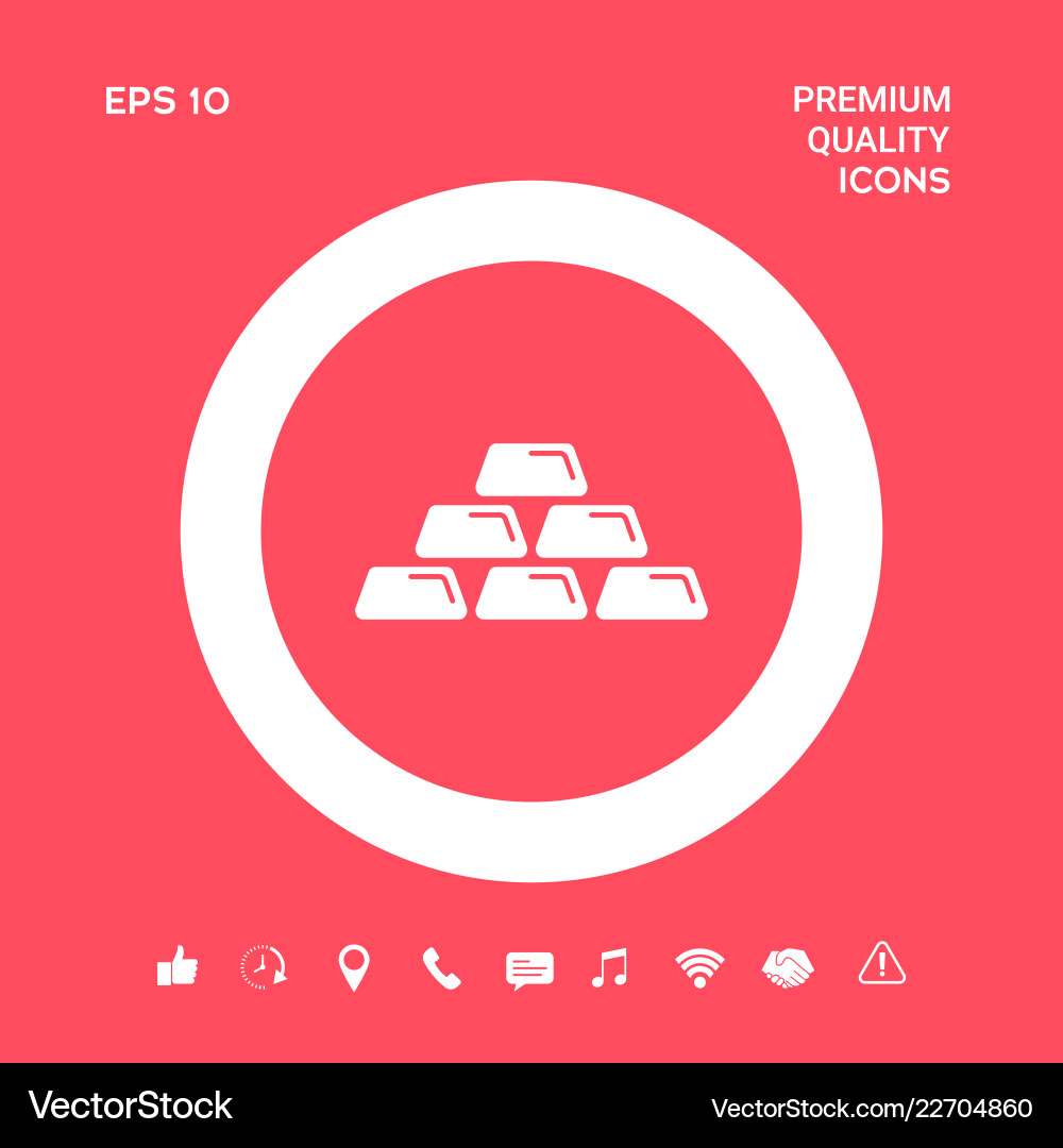 Gold bullion bar icon graphic elements Royalty Free Vector