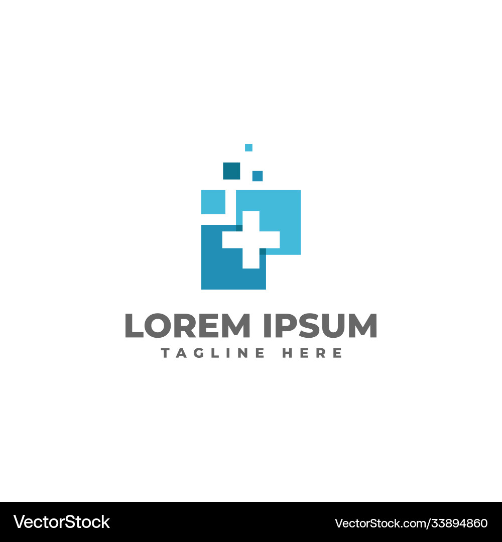 Health technology application with cross mark logo