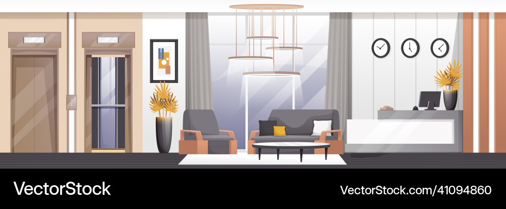 Hotel lobby and reception area background room Vector Image