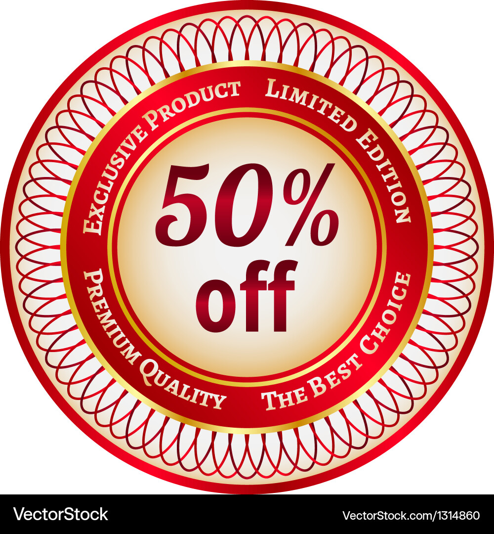 Label on 50 percent discount Royalty Free Vector Image