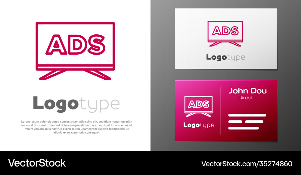 Logotype line advertising icon isolated on white Vector Image