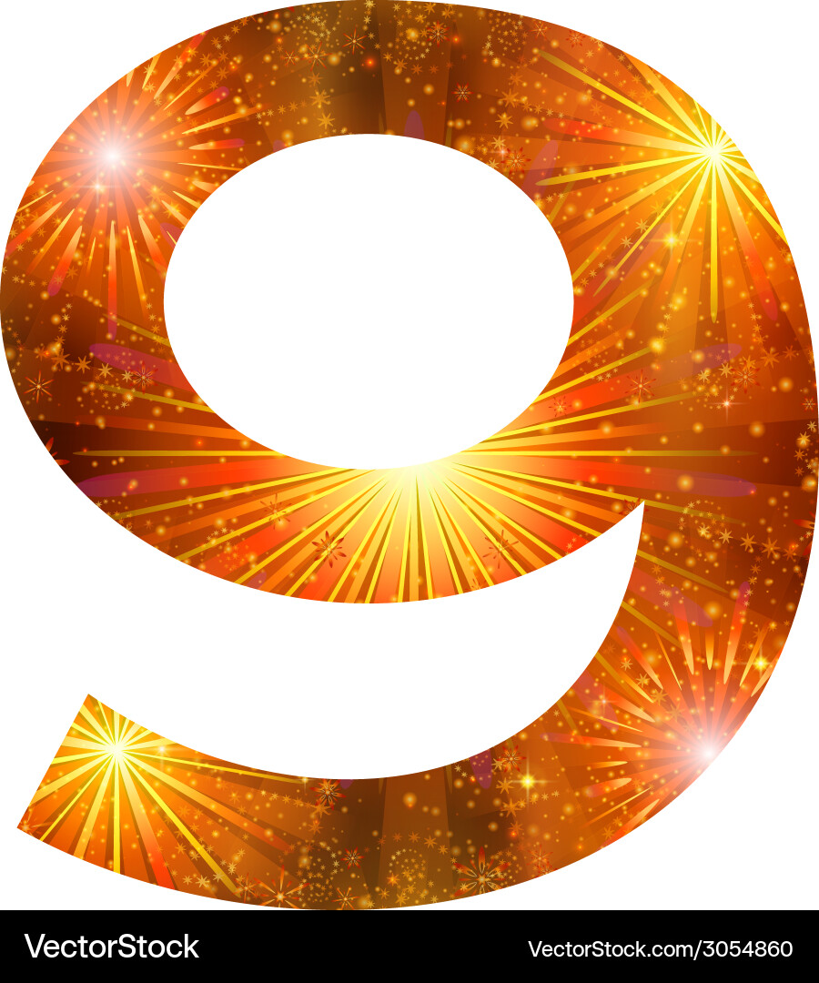 Number of orange firework nine Royalty Free Vector Image