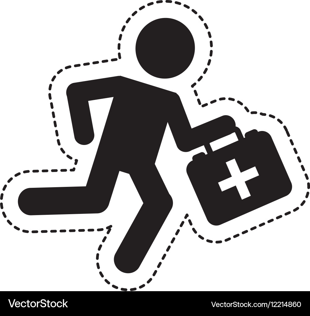 Paramedic running with medical kit Royalty Free Vector Image
