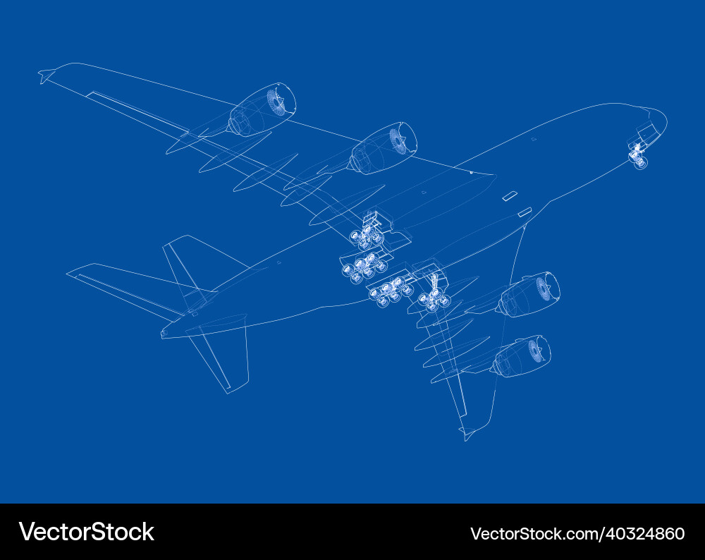 Passenger airplane rendering of 3d Royalty Free Vector Image