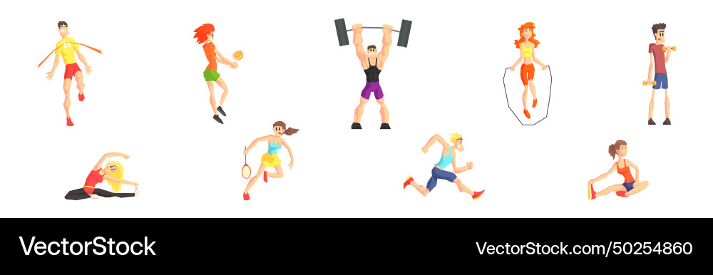 People character do sport and physical activity Vector Image