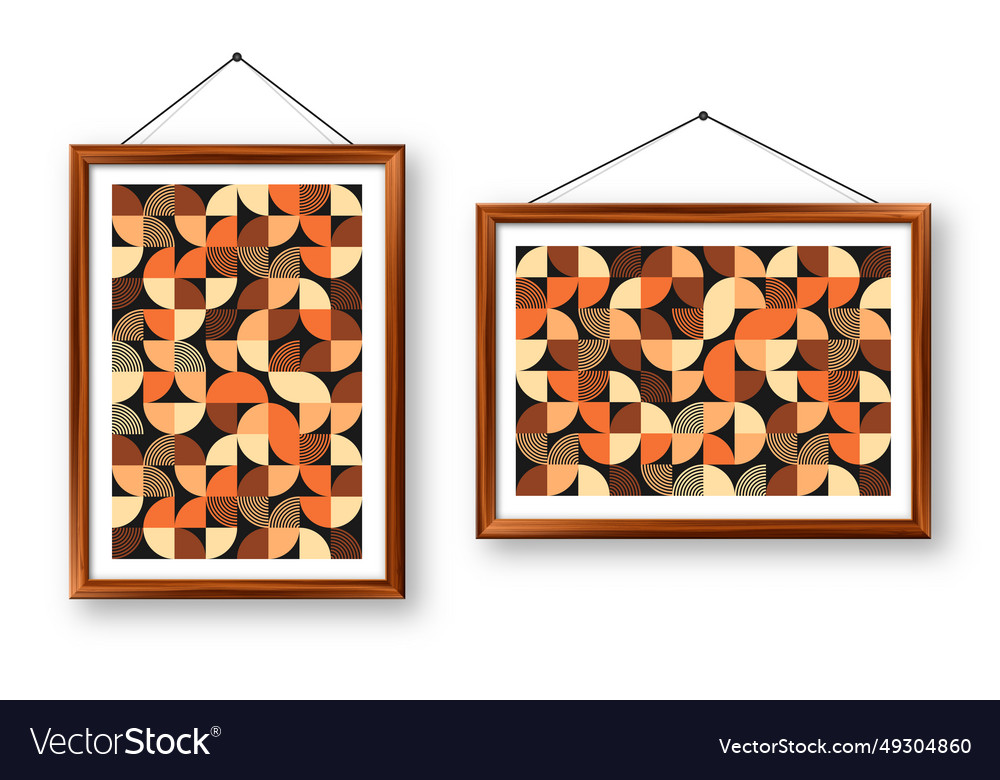 Picture frame with geometric trendy pattern Vector Image