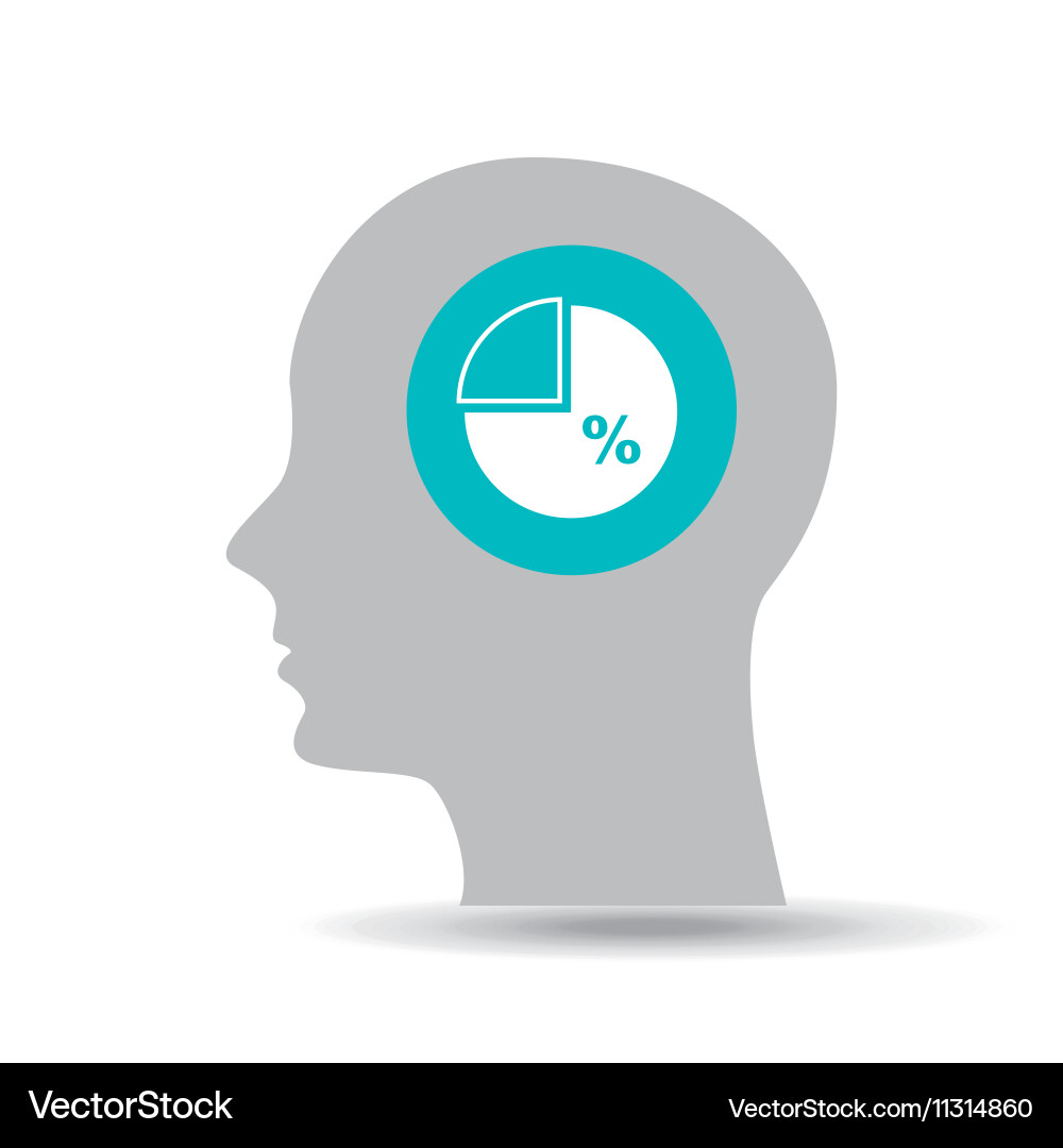 Silhouette head statistics percentage icon graphic