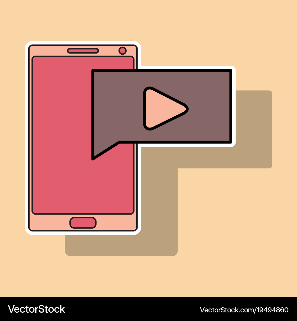 Sticker video buffering streaming on phone icon Vector Image