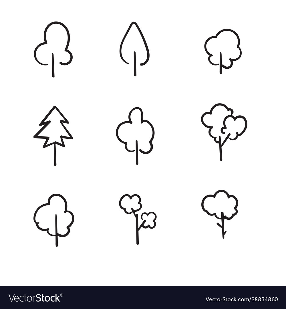 Trees collection icons plants forest trees Vector Image
