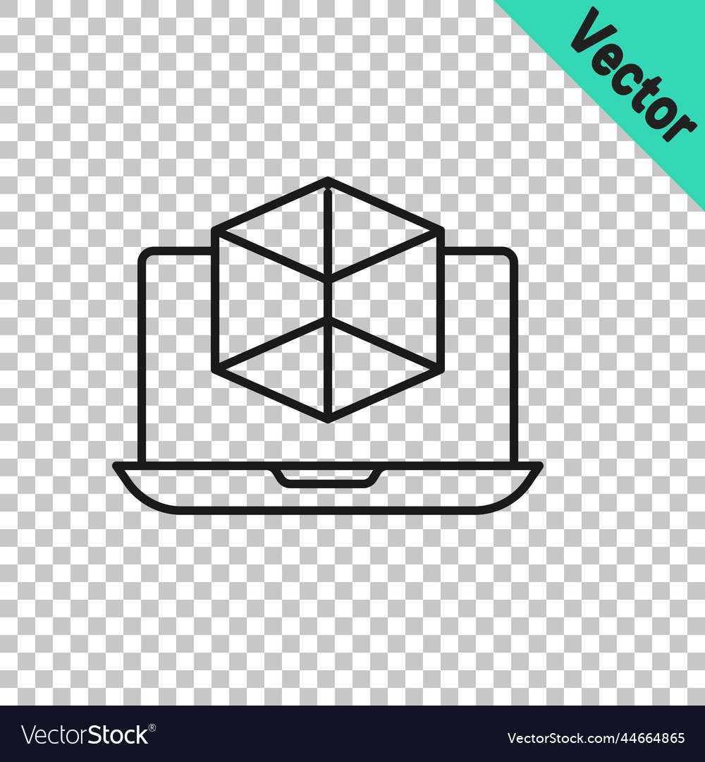 Black Line 3d Modeling Icon Isolated Royalty Free Vector
