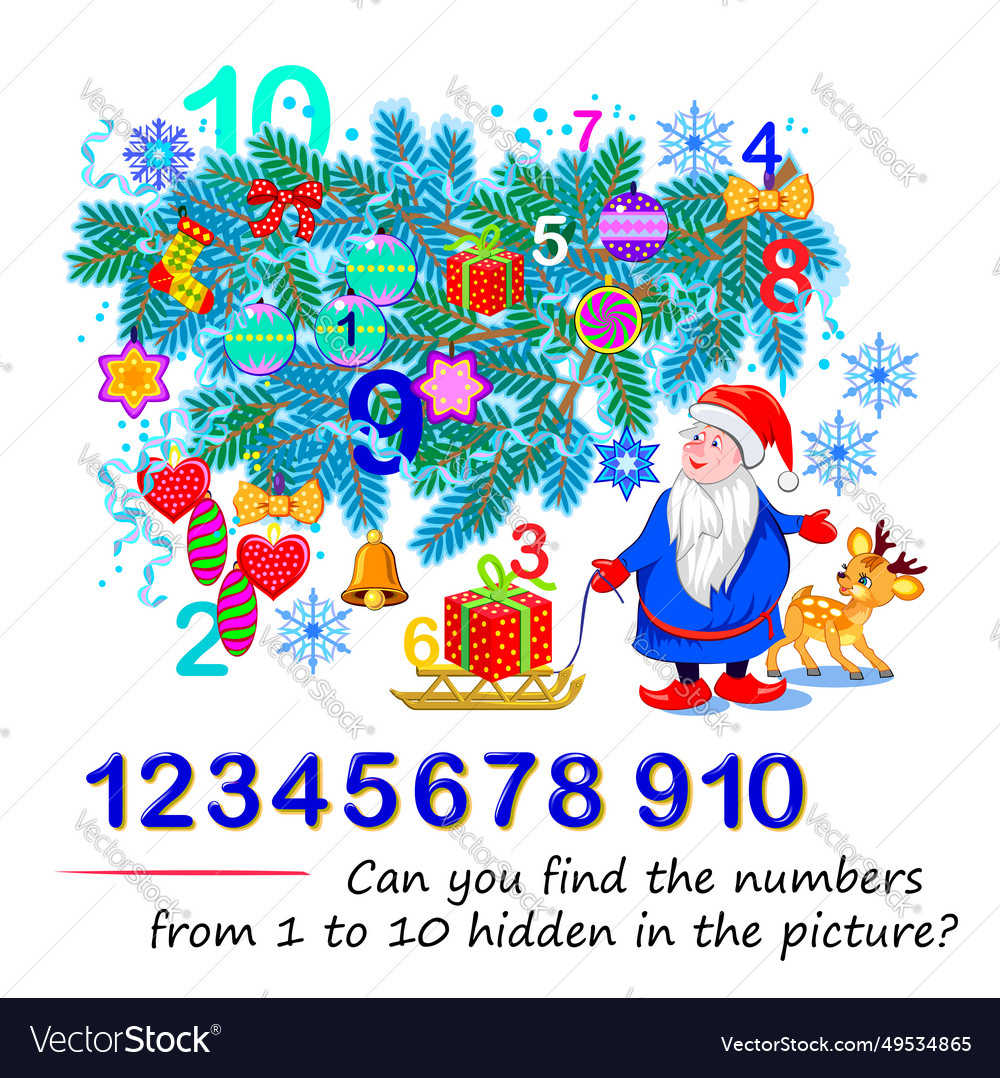 Can you find the numbers from 1 to 10 hidden Vector Image