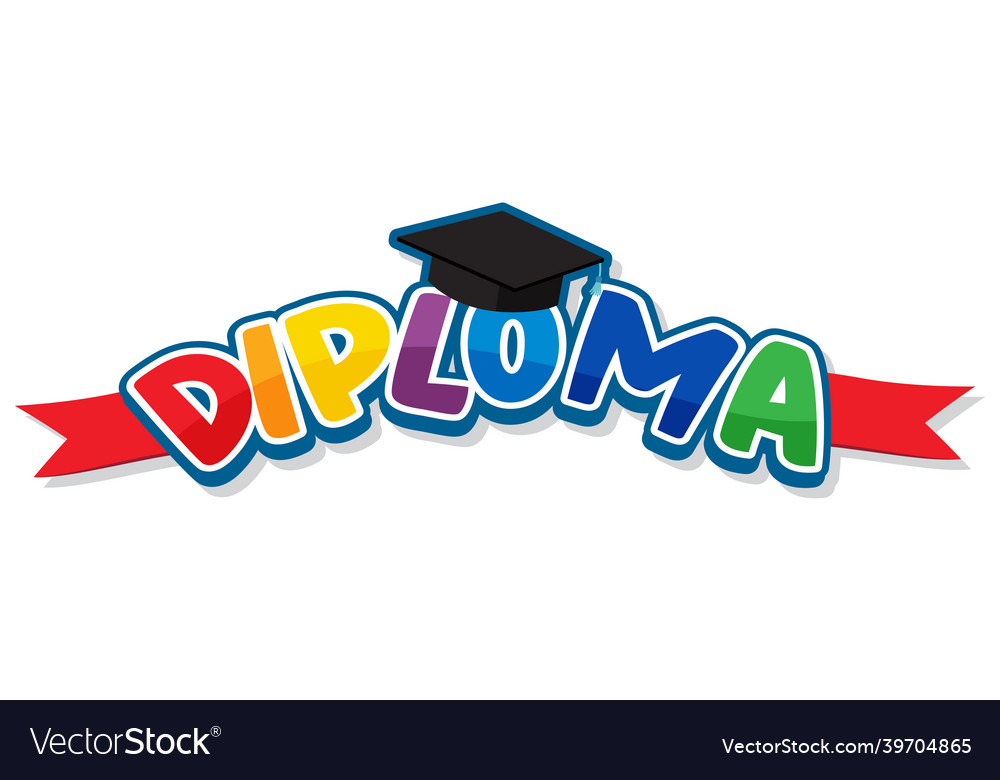 Colourful diploma font cartoon text Royalty Free Vector