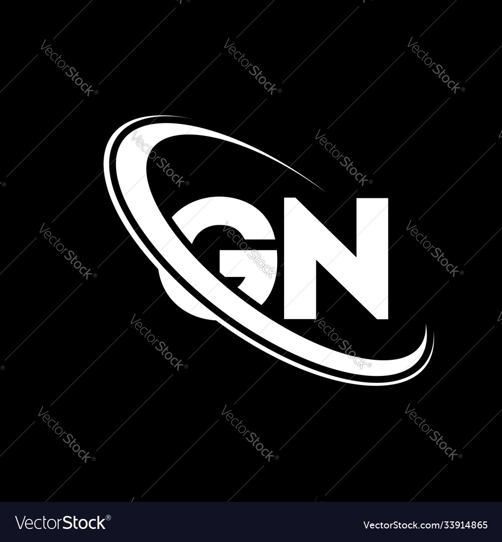 Gn logo g n design white letter gng Royalty Free Vector