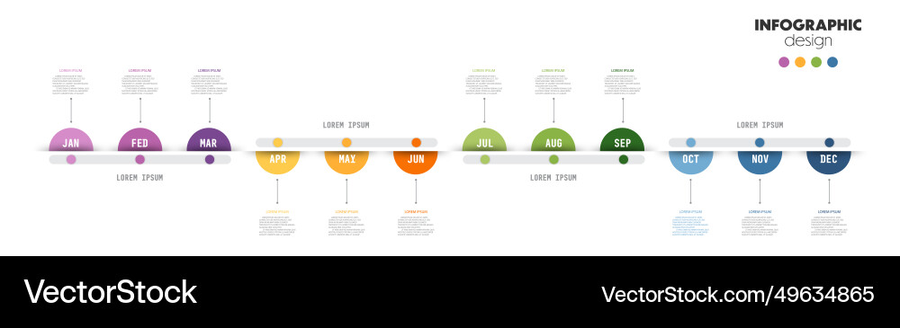 Infographic template for business 12 months Vector Image