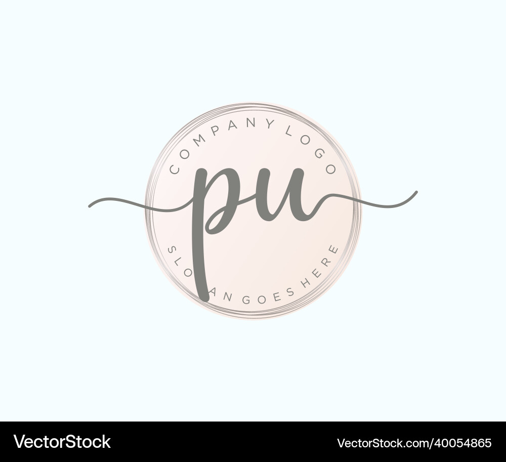 Initial pu feminine logo usable for nature salon Vector Image