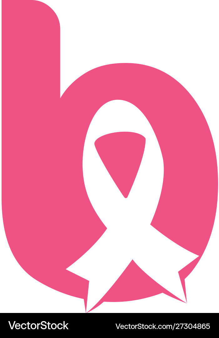 Letter b pink ribbon logo design Royalty Free Vector Image