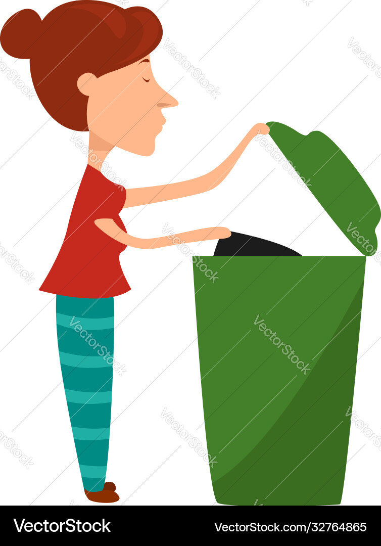 Girl Taking Out The Trash Cartoon