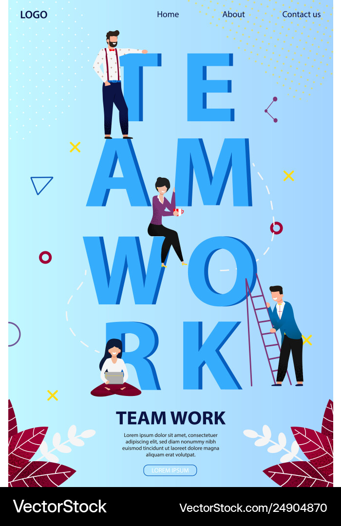 Business people around huge word teamwork Vector Image