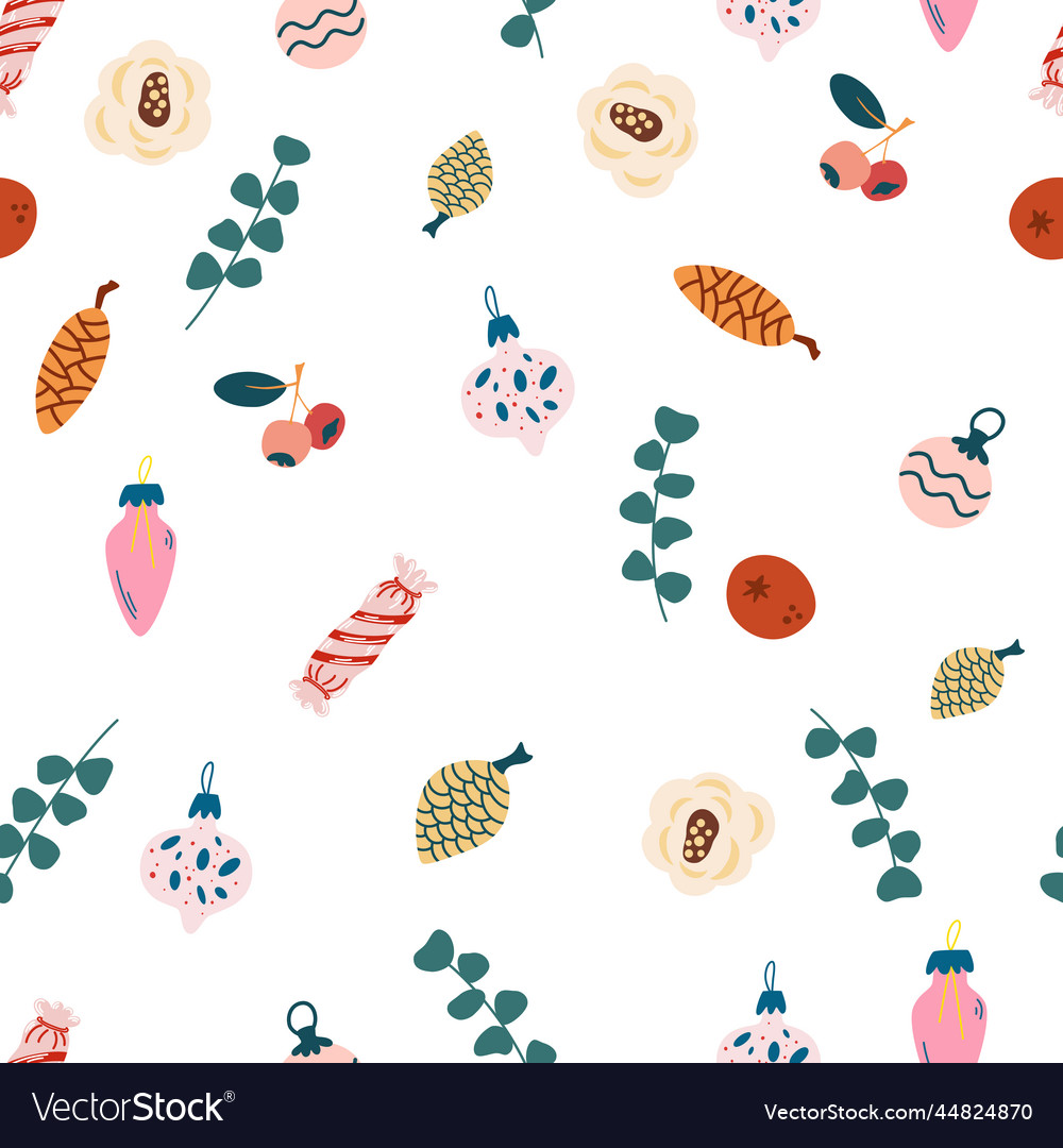 Christmas elements seamless pattern winter Vector Image
