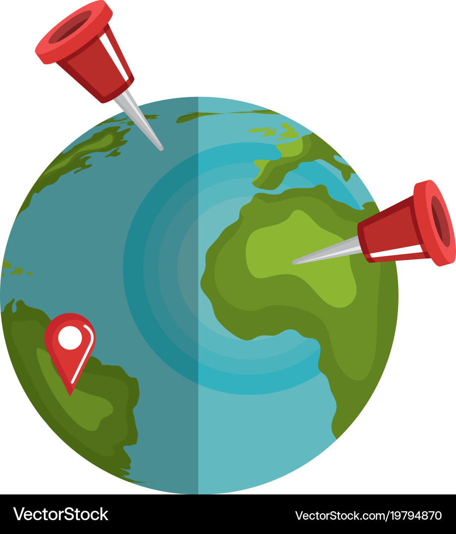 Earth planet with pins markers Royalty Free Vector Image