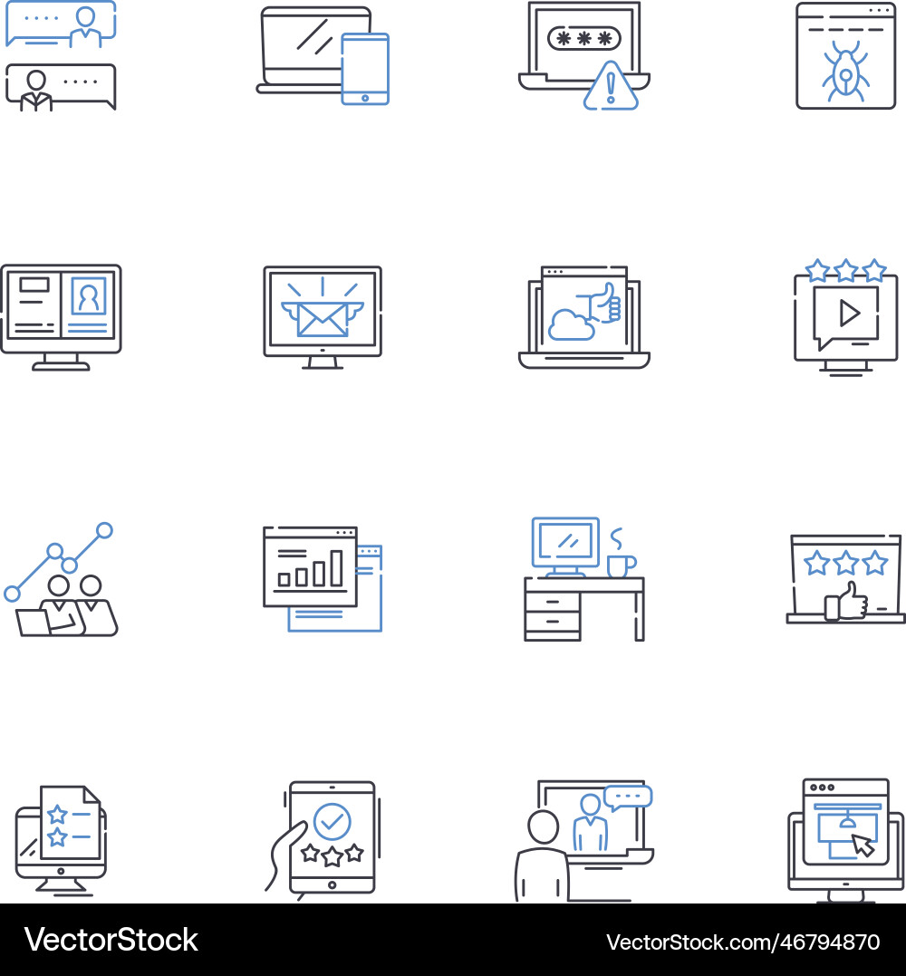 Electronic line icons collection gadget circuit Vector Image