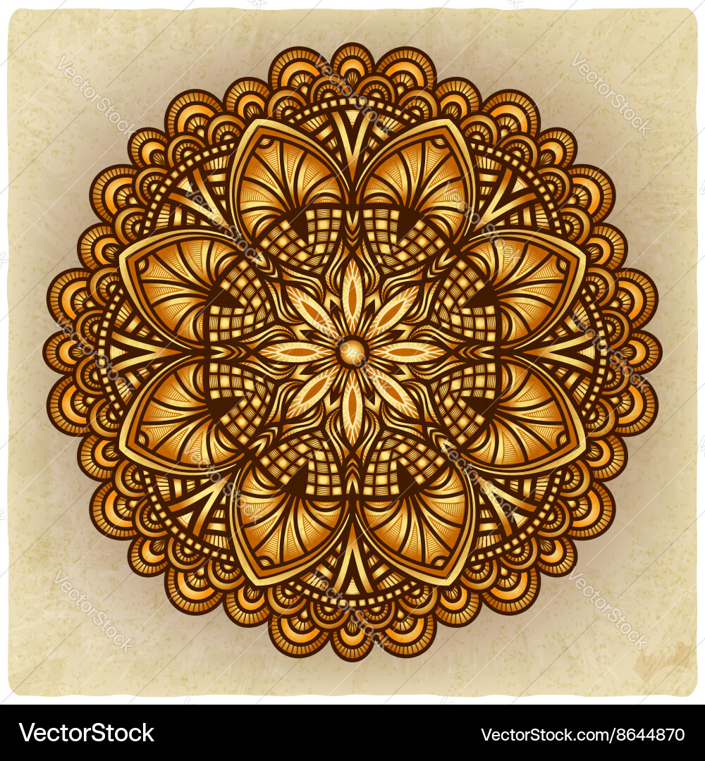 Golden floral ornament circular pattern old Vector Image