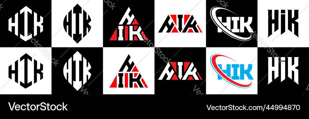 Hik letter logo design in six style polygon Vector Image