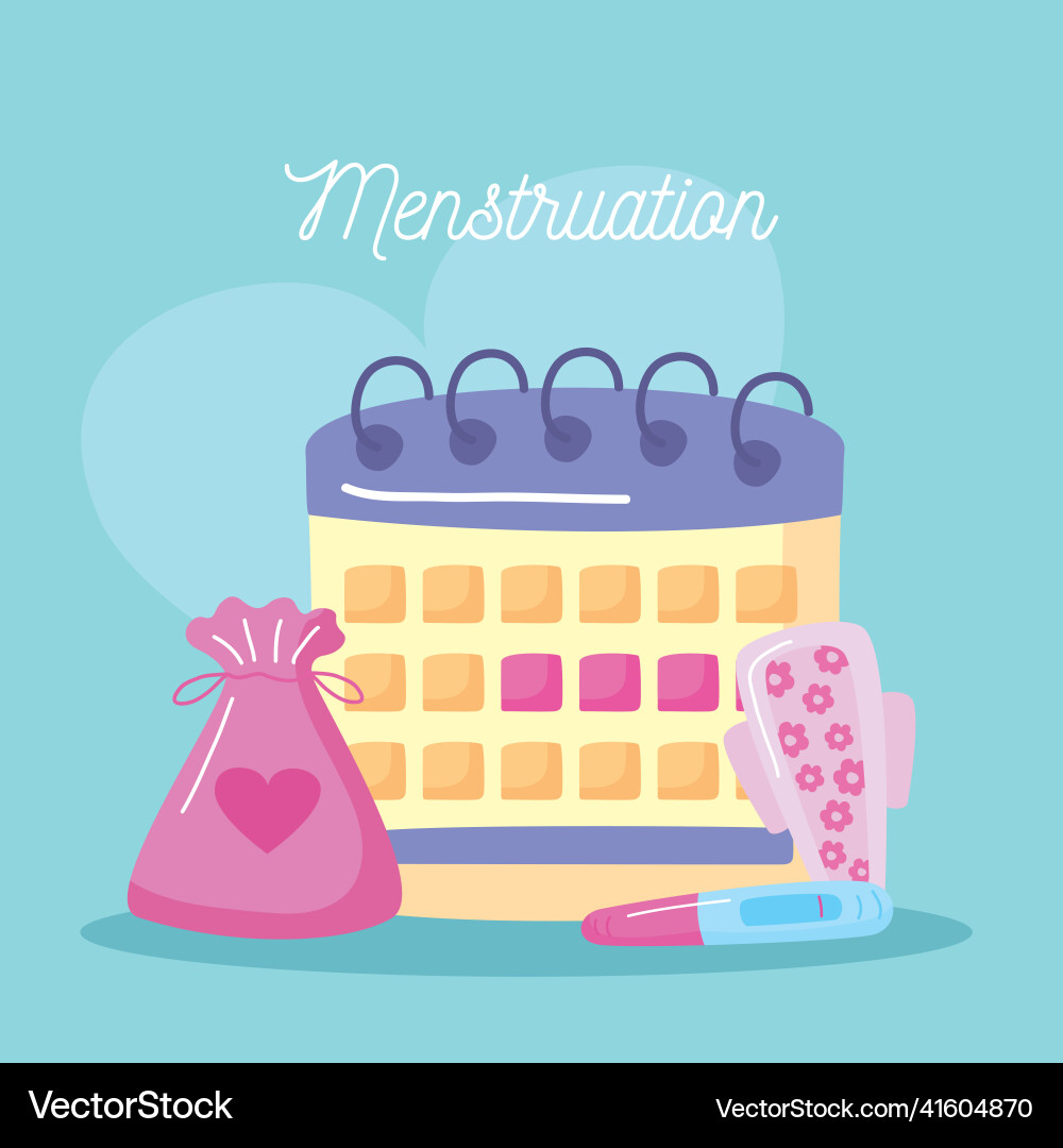 Menstruation lettering with calendar Royalty Free Vector