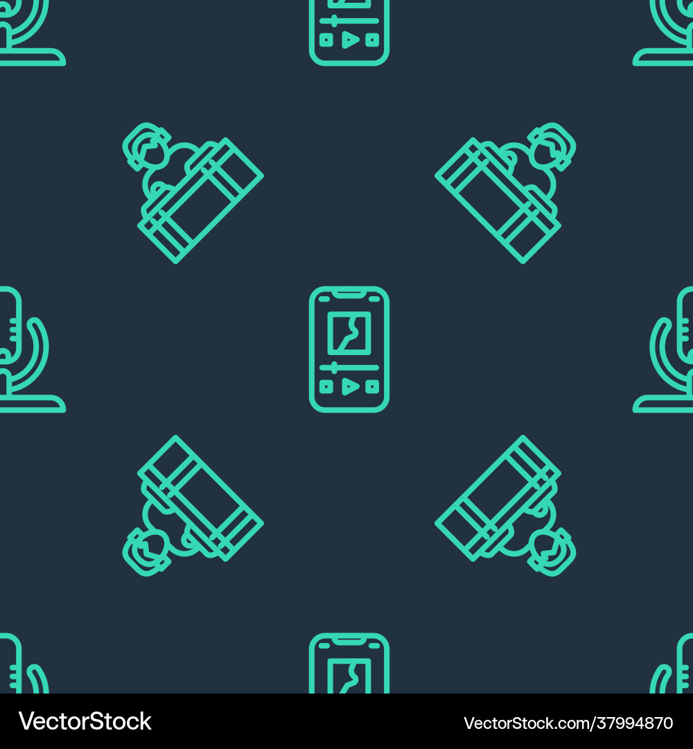 Set line music player dj playing music Royalty Free Vector
