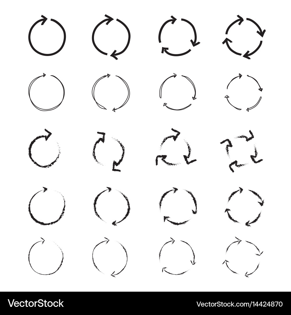 Set of black circle arrows Royalty Free Vector Image