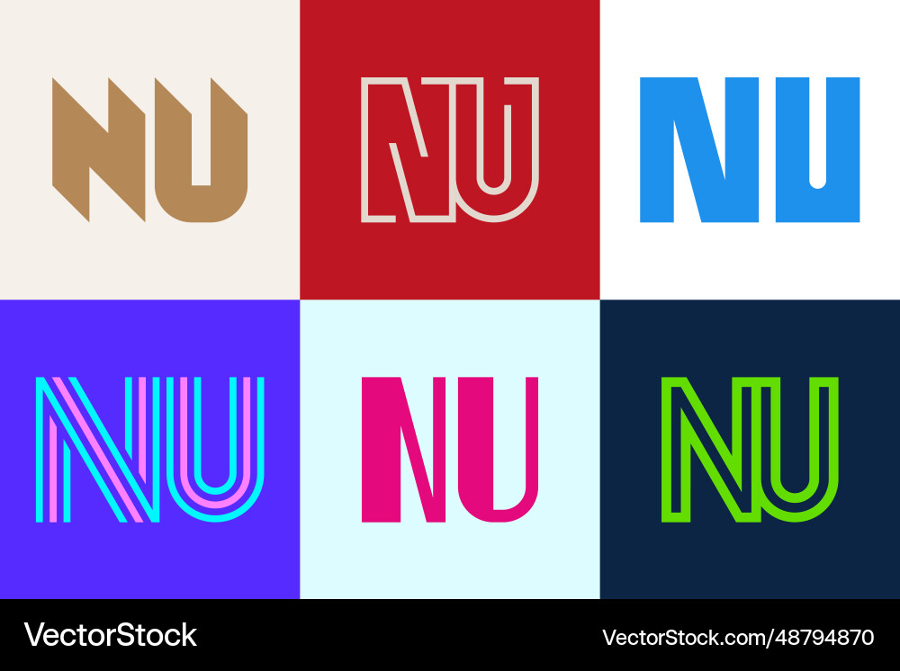 Set of letter nu logos Royalty Free Vector Image