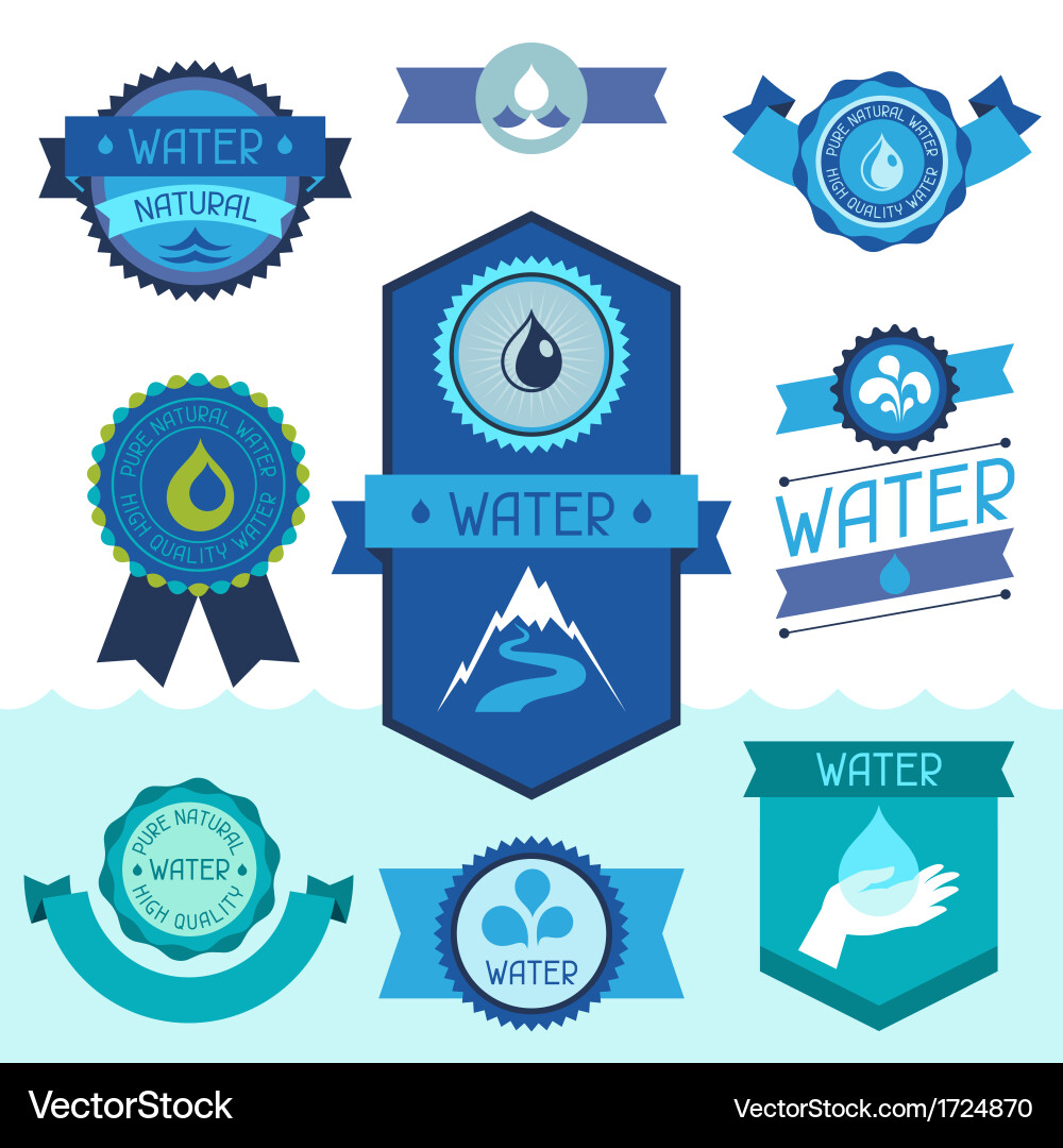 Set water labels badges and stickers Royalty Free Vector