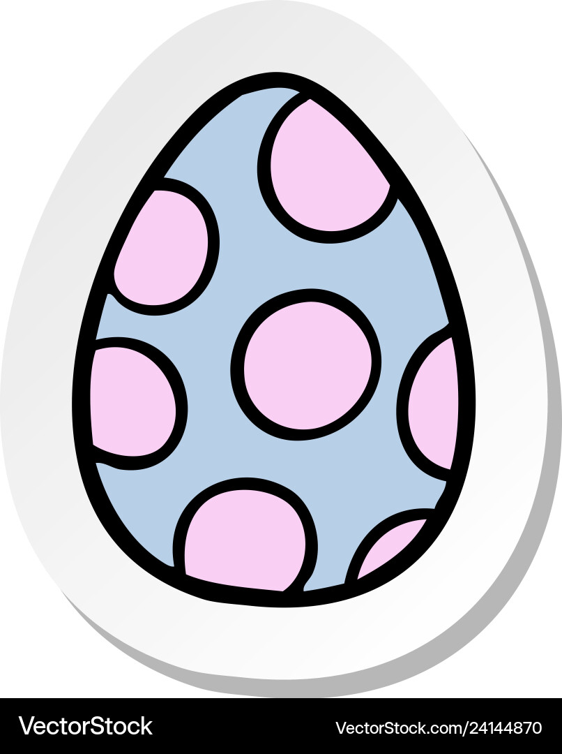 Sticker of a cartoon painted easter egg Royalty Free Vector