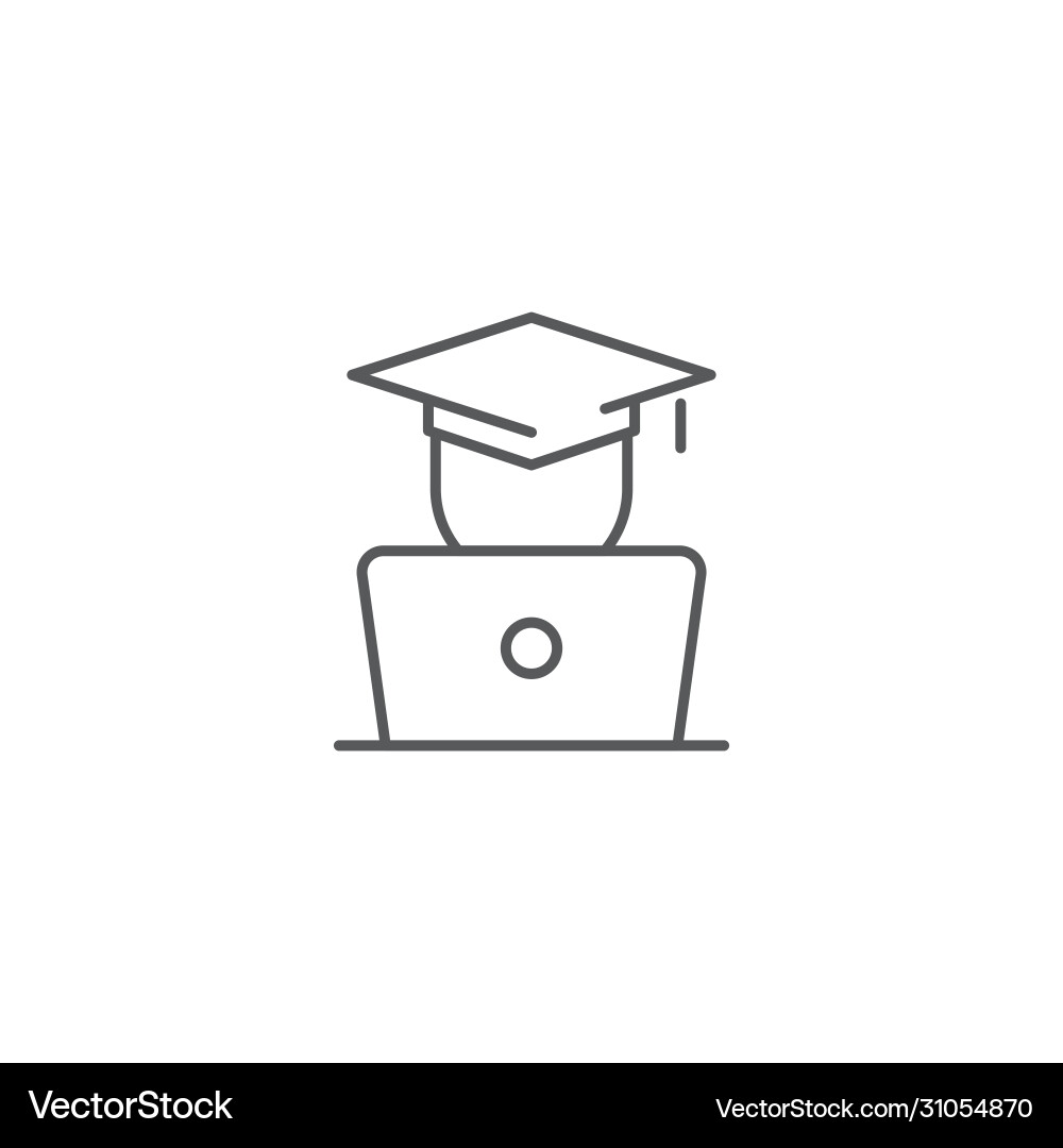Student studying on laptop icon symbol isolated Vector Image