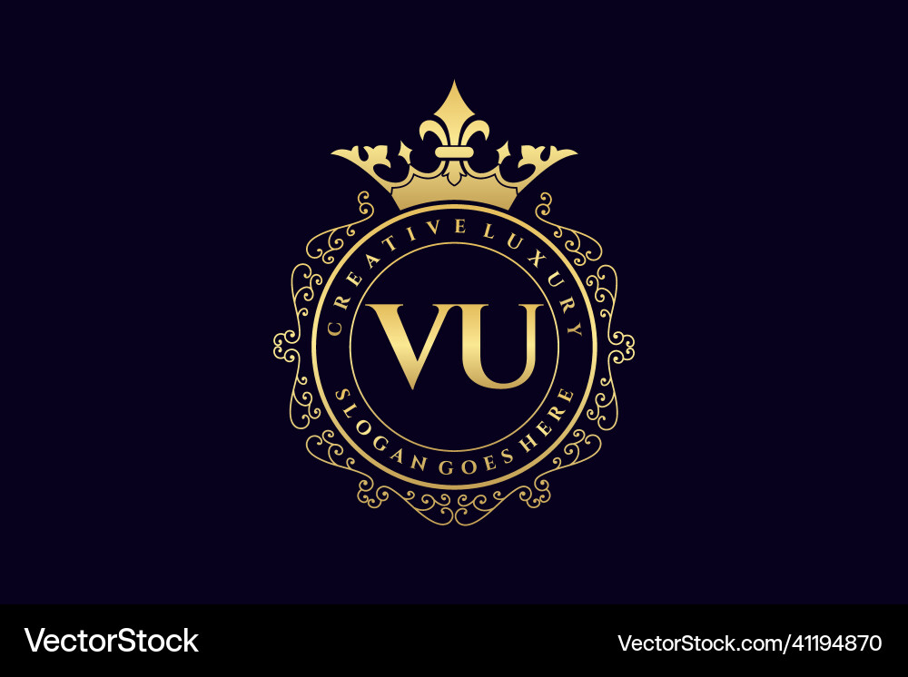 Vu initial letter luxury calligraphic feminine Vector Image