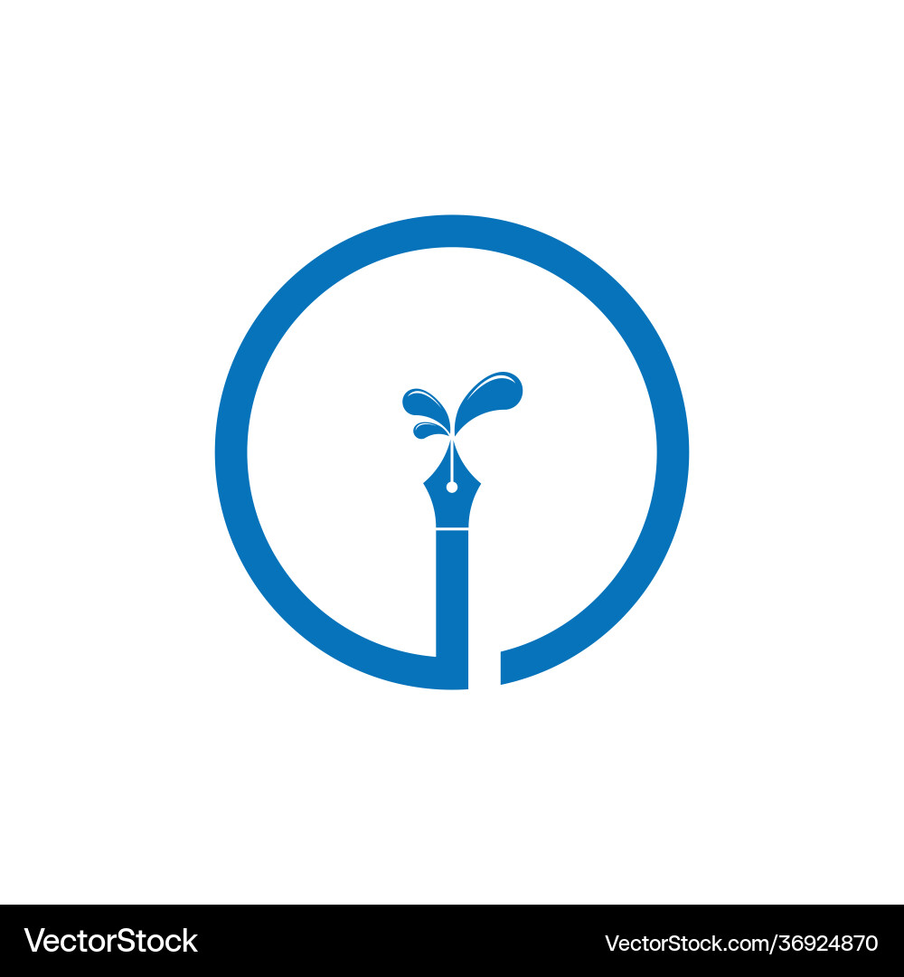 Water pen ink education logo Royalty Free Vector Image