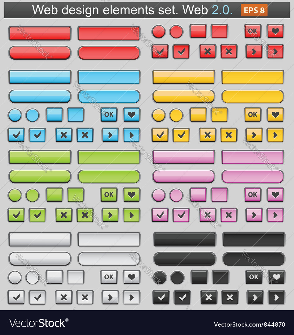 Web design elements set Royalty Free Vector Image