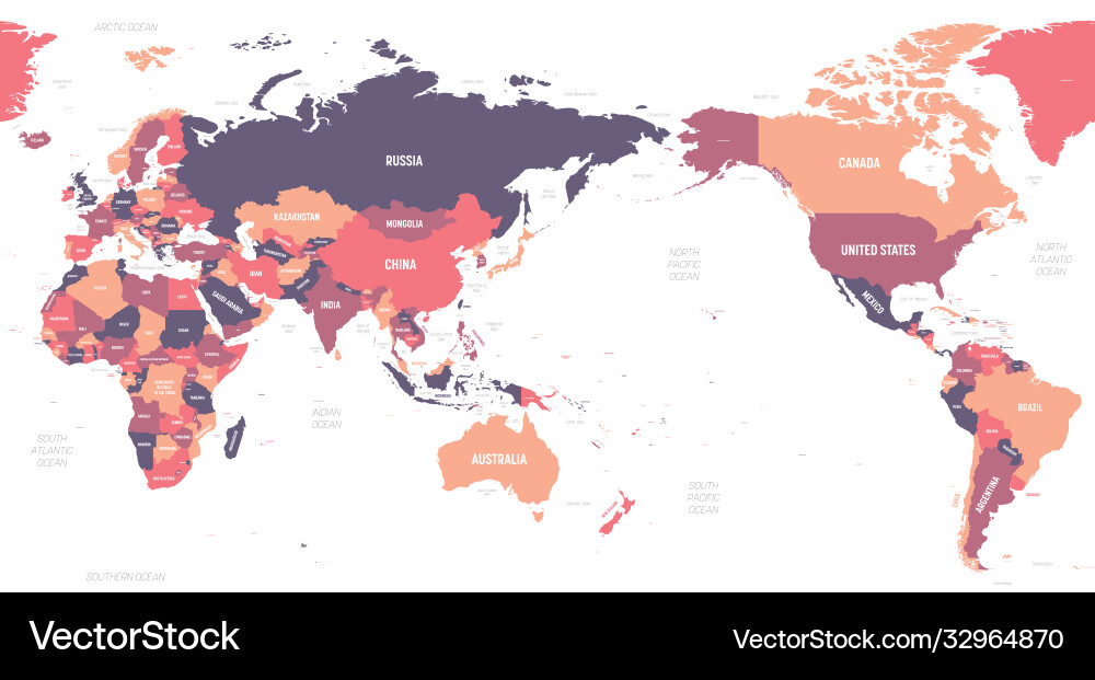World map - asia australia and pacific ocean Vector Image