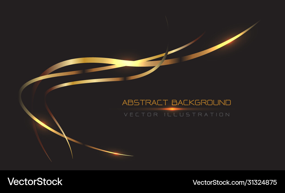 Abstract gold line curve light on black Royalty Free Vector