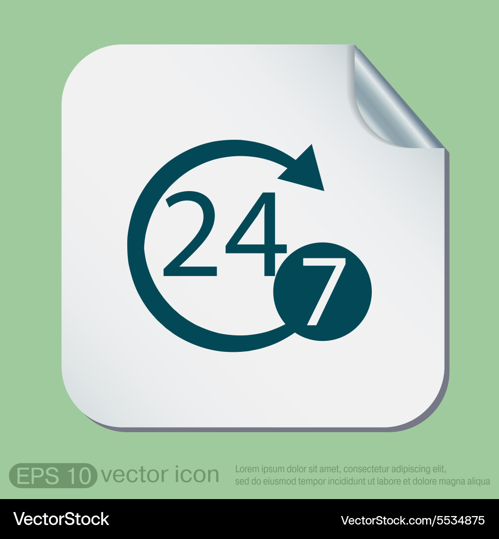 Character 24 7 open 24 hours a day and 7 days Vector Image