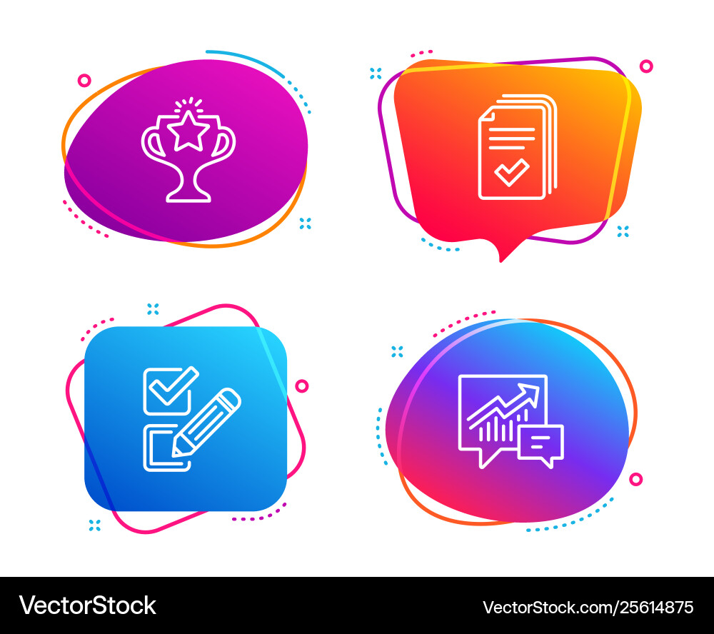 Checkbox victory and handout icons set Royalty Free Vector