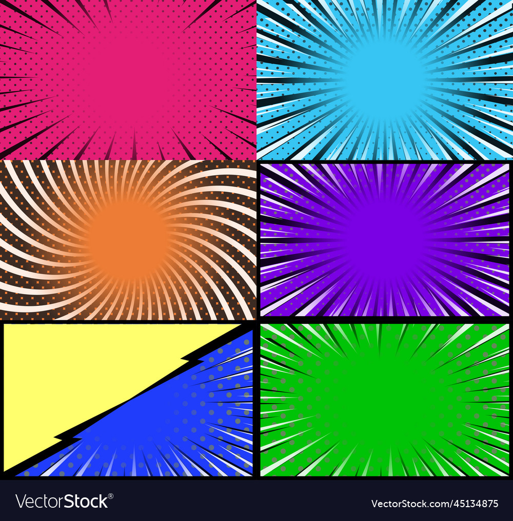 Comic book colorful frames background with rays Vector Image