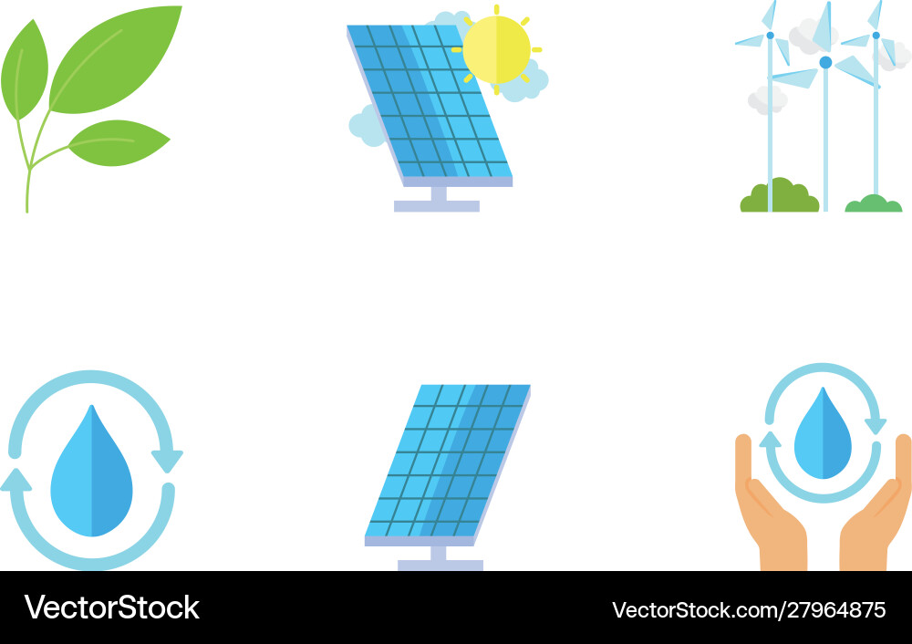 Ecology renewable environment recycle icons Vector Image