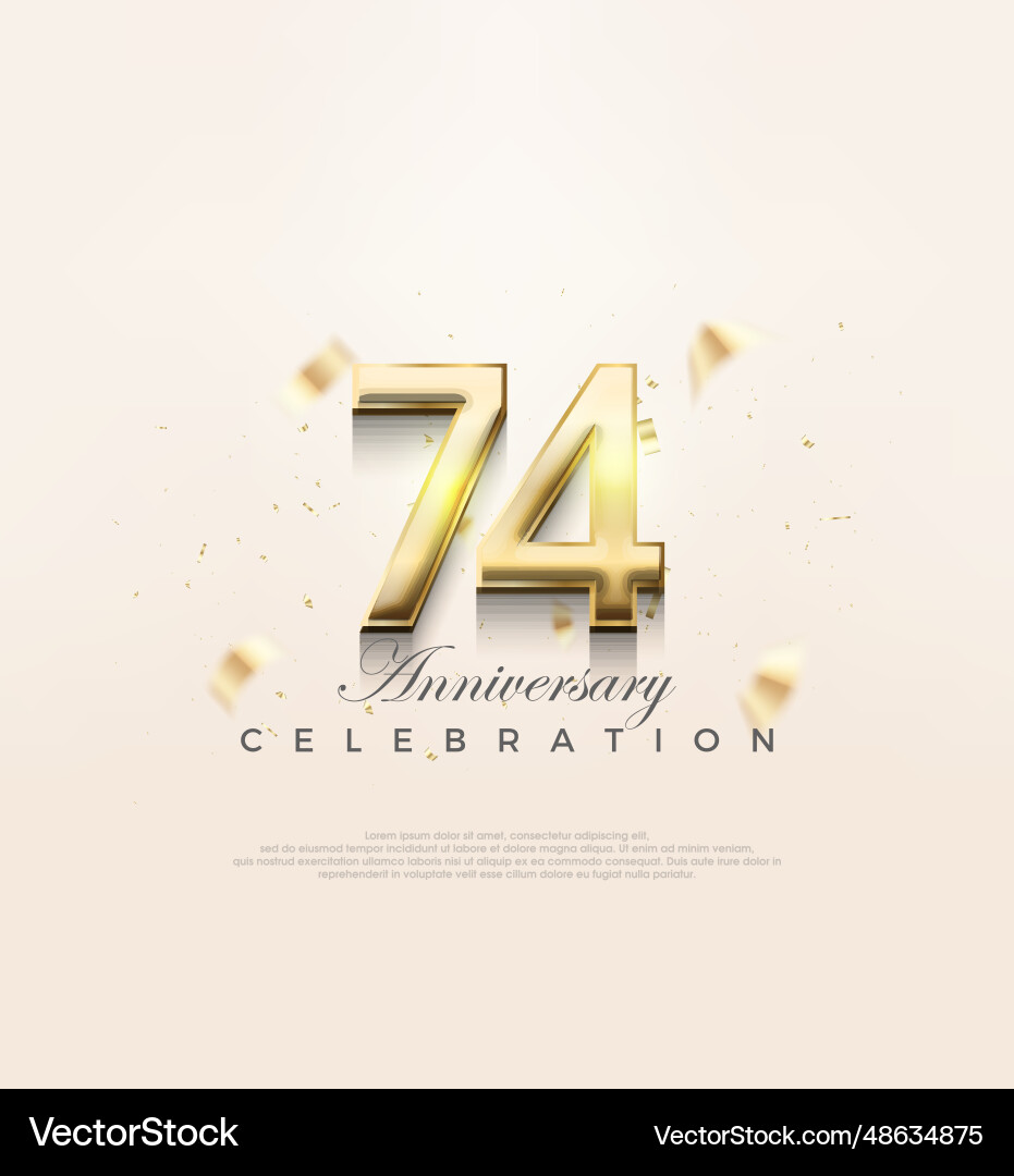 Modern gold 74th anniversary premium design Vector Image
