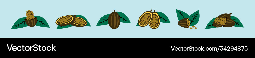 Set cocoa bean cartoon icon design template Vector Image