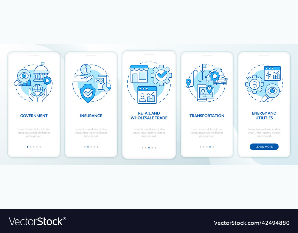 Big Data Applications Types Blue Onboarding Vector Image